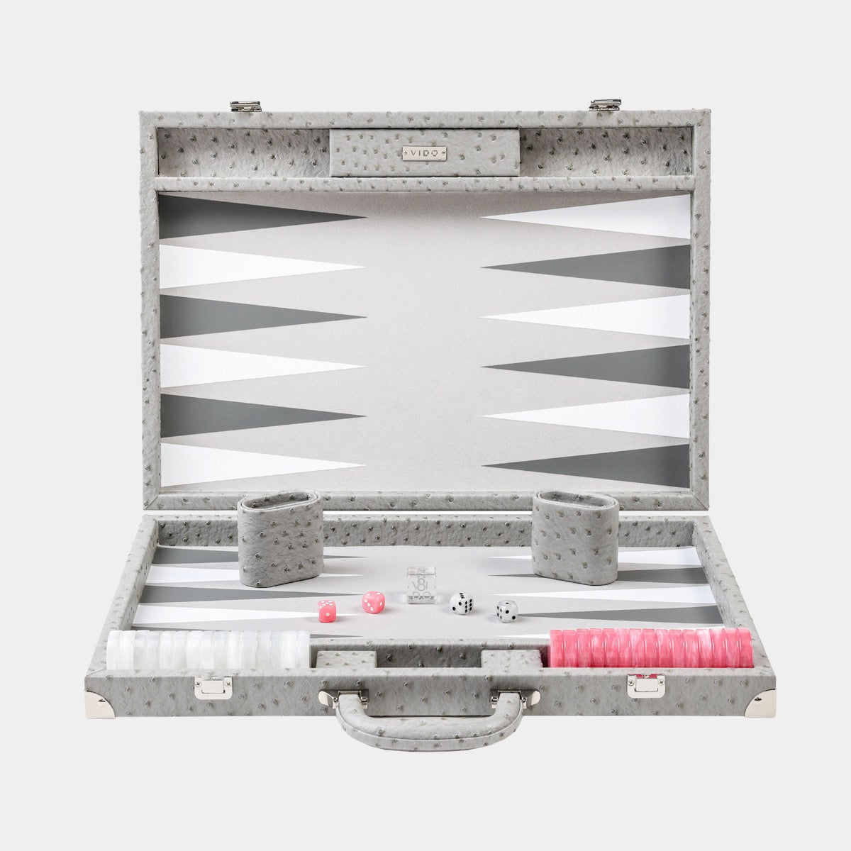 Backgammon Large Set Grey Ostrich – VIDO